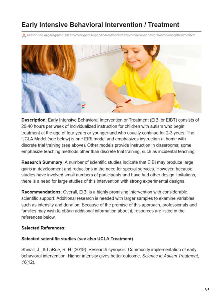 Early Intensive Behavioral Intervention Treatment | PDF | Autism Spectrum | Intellectual Disability