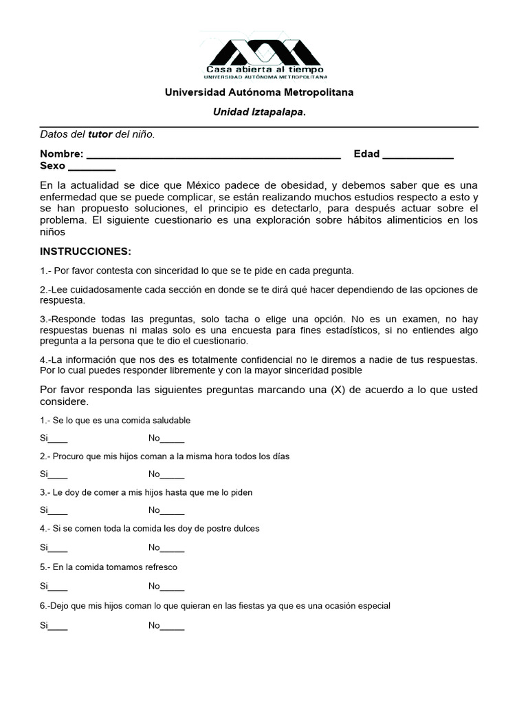 CUEST MAMAS[2] | PDF | Cuestionario