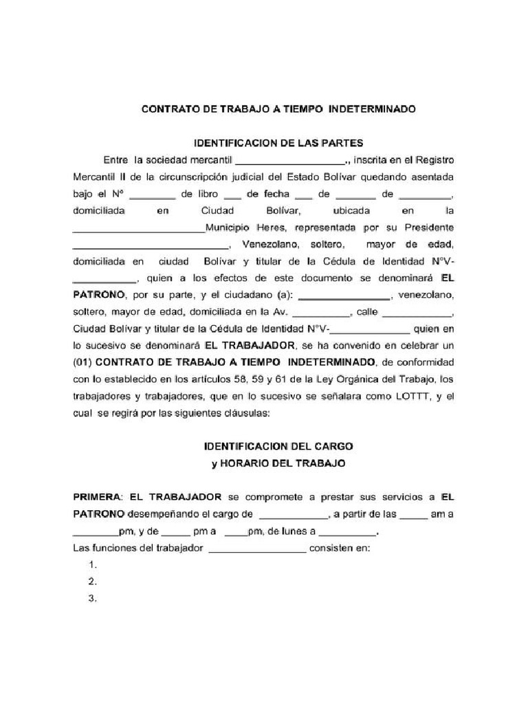 Contrato Por Tiempo Indeterminado | PDF