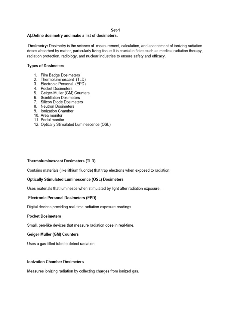 Dosimetry 5 set | Download Free PDF | Absorbed Dose | Dosimetry