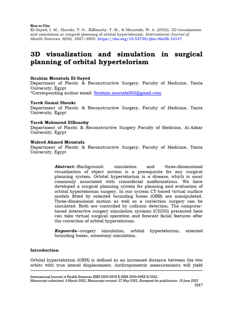 3D Visualization and Simulation in Surgi | PDF | Diseases And Disorders | Congenital Disorder