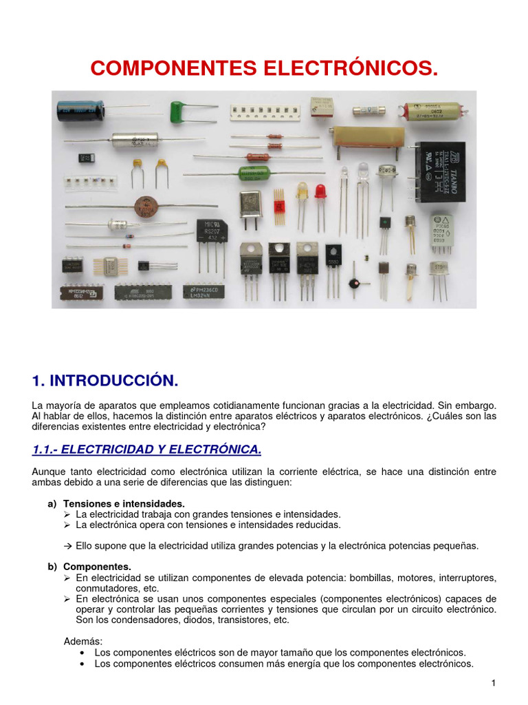 Componentes Electrónicos: Tipos y Funciones | PDF | Electrónica ...