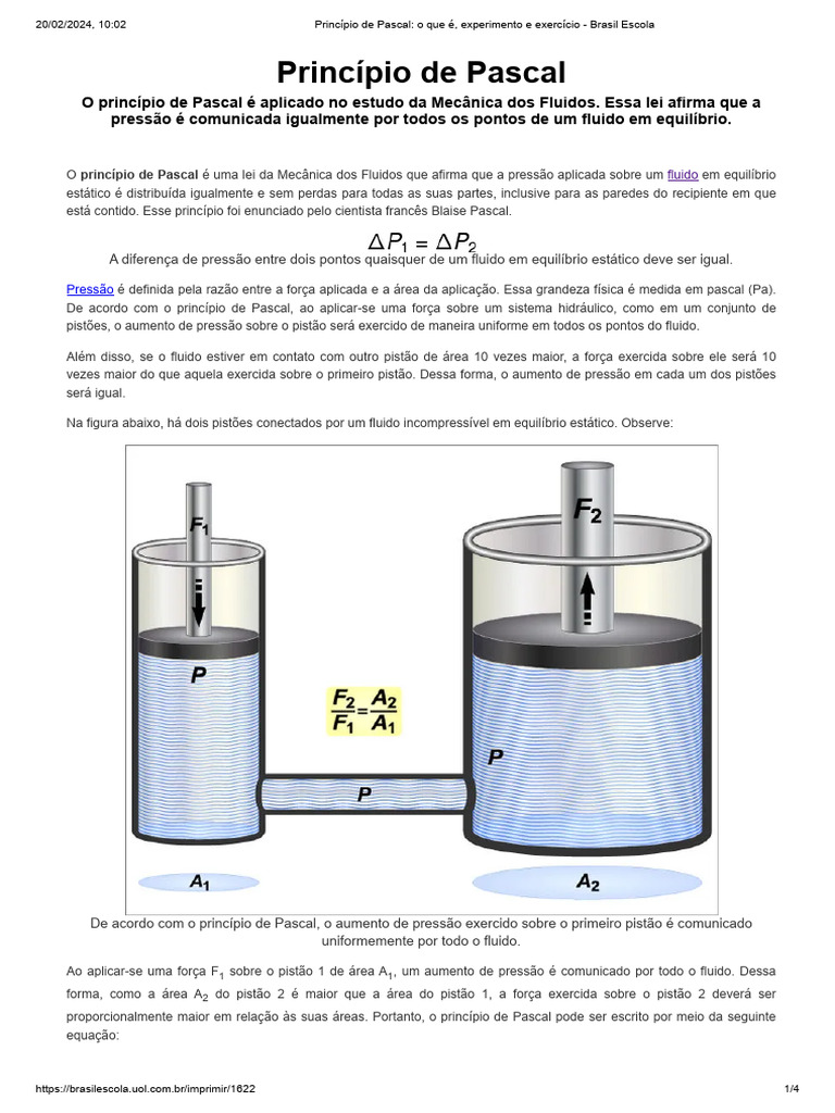 Princípio de Pascal - o Que É, Experimento e Exercício - Brasil Escola ...