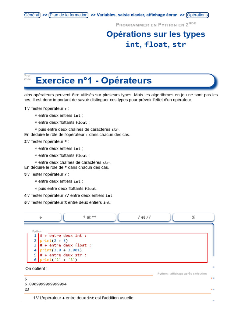 2-Formation UPO - Python Pour La Classe de Seconde | PDF | Python ...