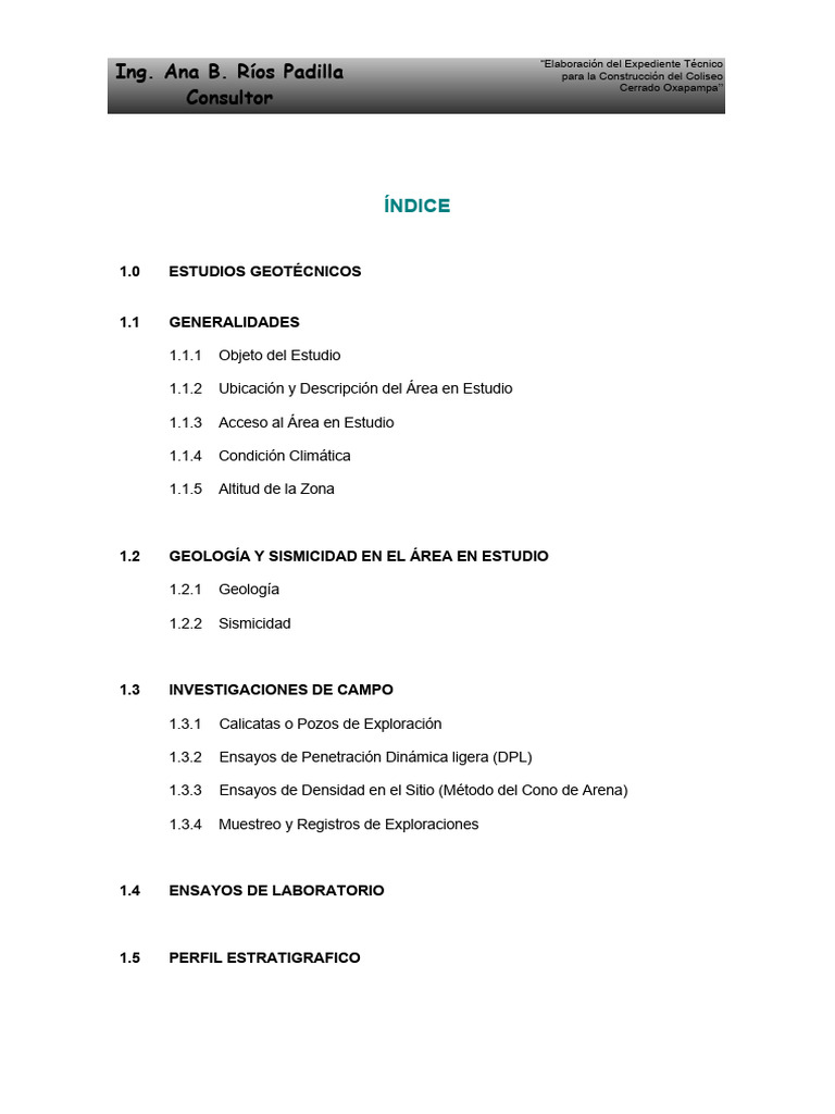 Estudio Geotécnico para Coliseo Oxapampa | PDF | Fundación (Ingeniería ...