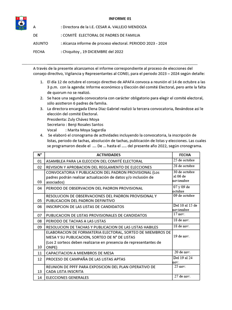 Informe 01 Directiva Apafa | PDF | Perú | Gobierno