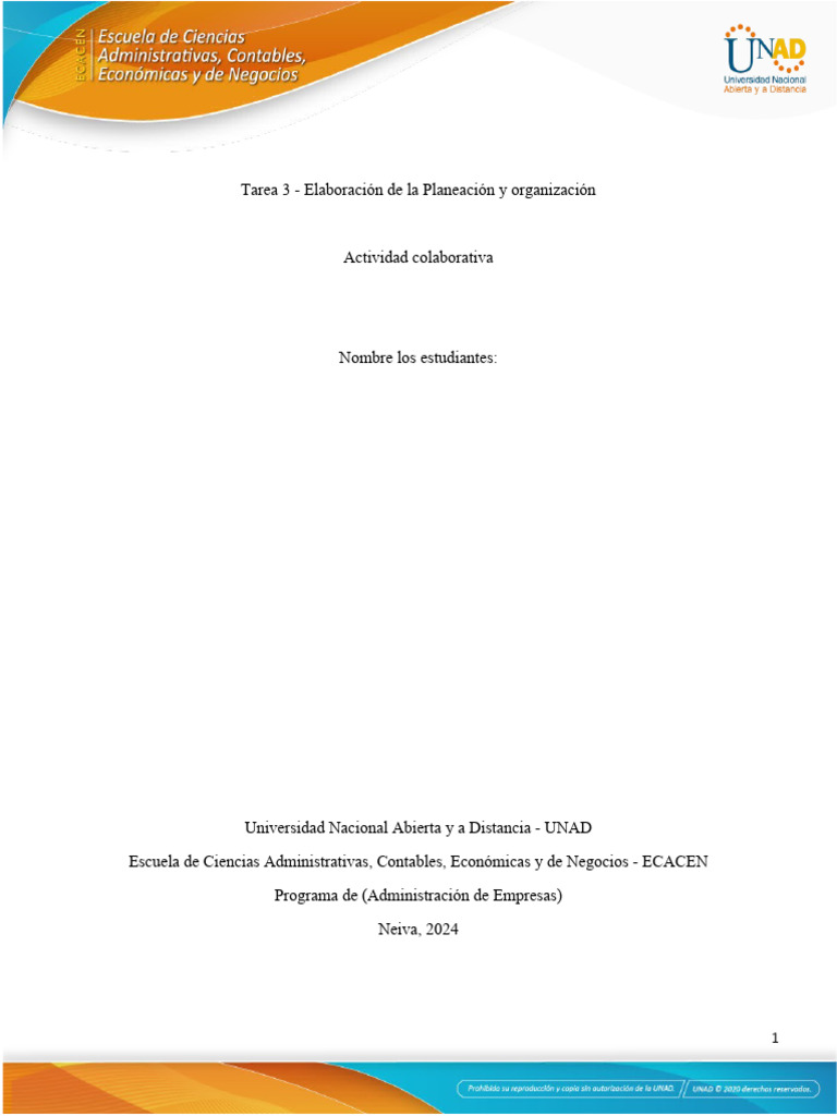 Plantilla Tarea 3 - Elaboración de La Planeación y La Organización ... Plantilla Tarea 3 - Elaboración de La Planeación y La Organización ...