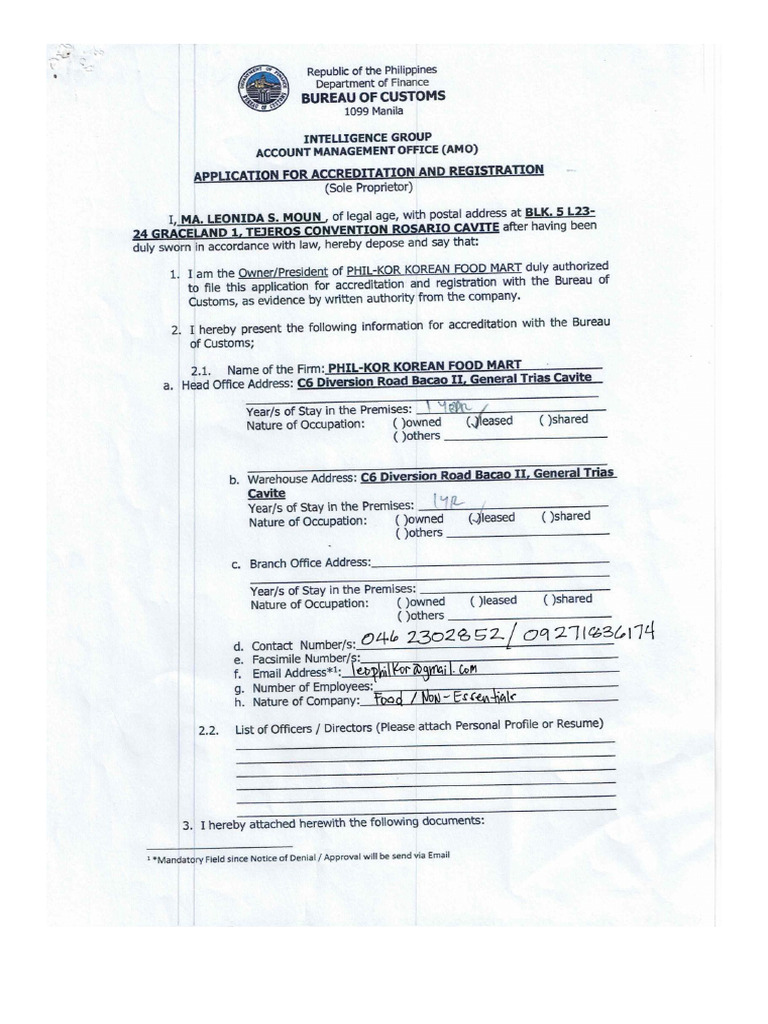 Checklist Req. of Documents For Boc | PDF