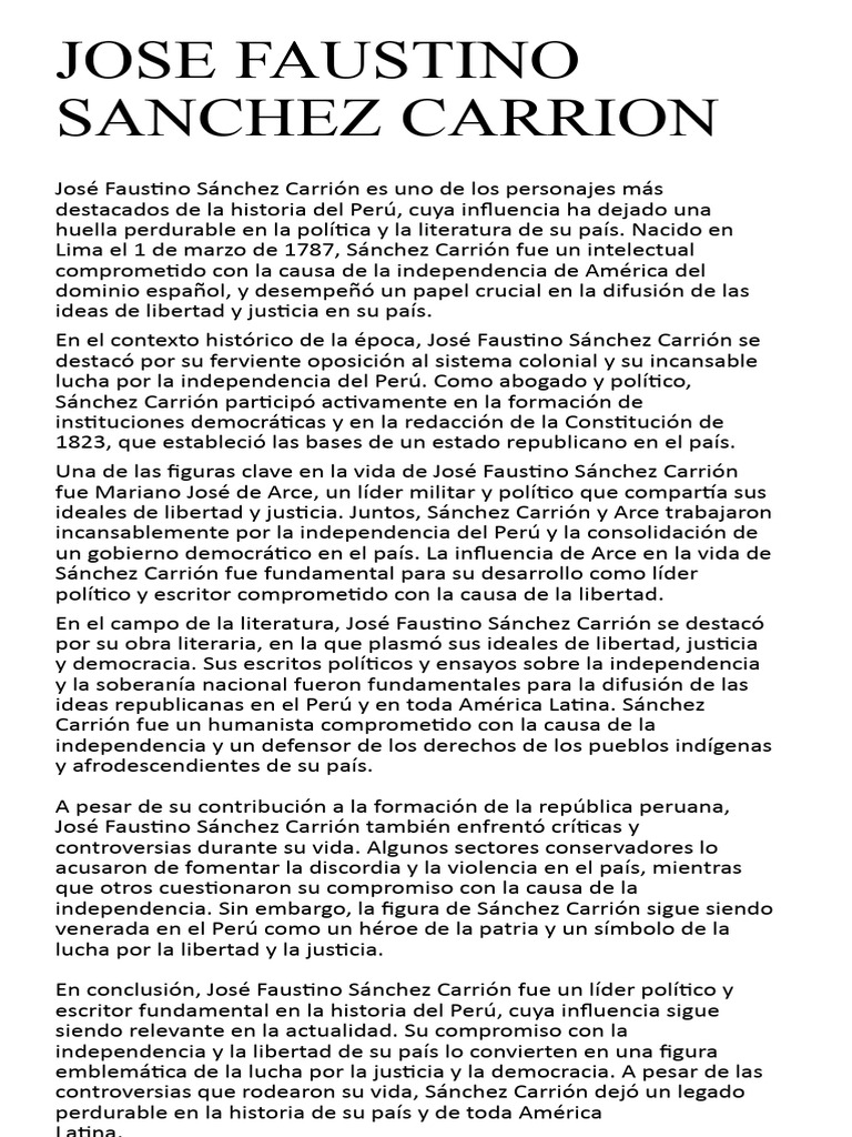 Jose Faustino Sanchez Carrion | PDF | Perú | Democracia