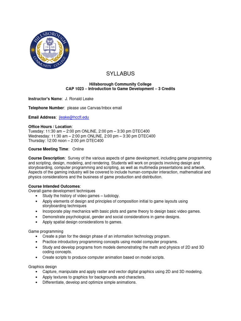 CAP1023_Syllabus | PDF | Plagiarism | 3 D Computer Graphics
