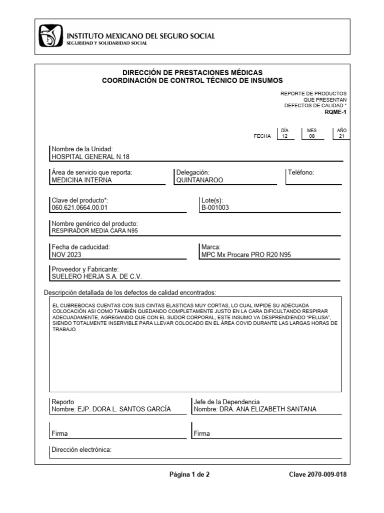 2070-009-018 RQME-1_Formato | PDF