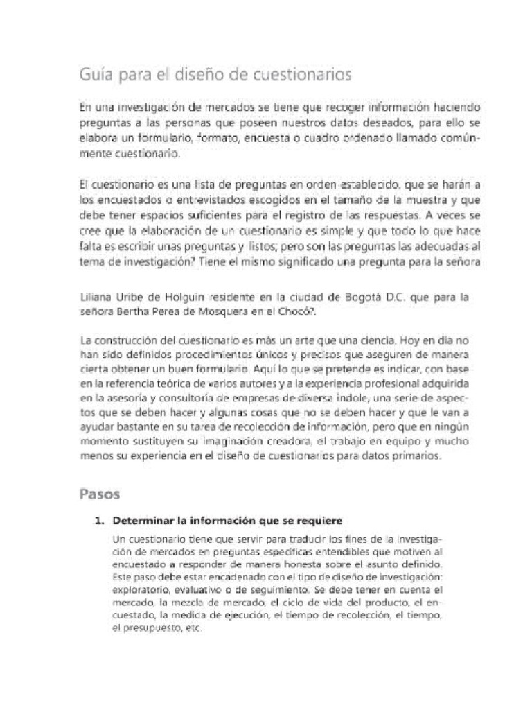 Guía para El Diseño de Cuestionarios | PDF