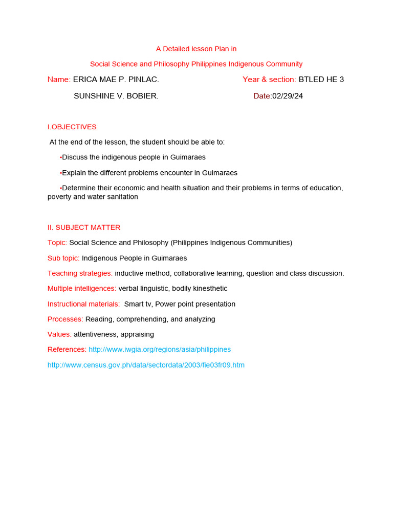 Detailed Lesson Plan Sunshine | PDF | Lesson Plan | Poverty