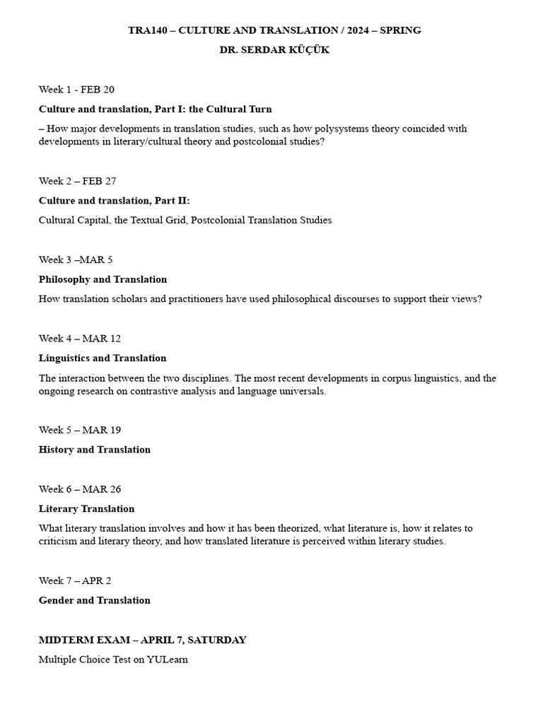 Tra140 Syllabus | PDF | Language Arts & Discipline