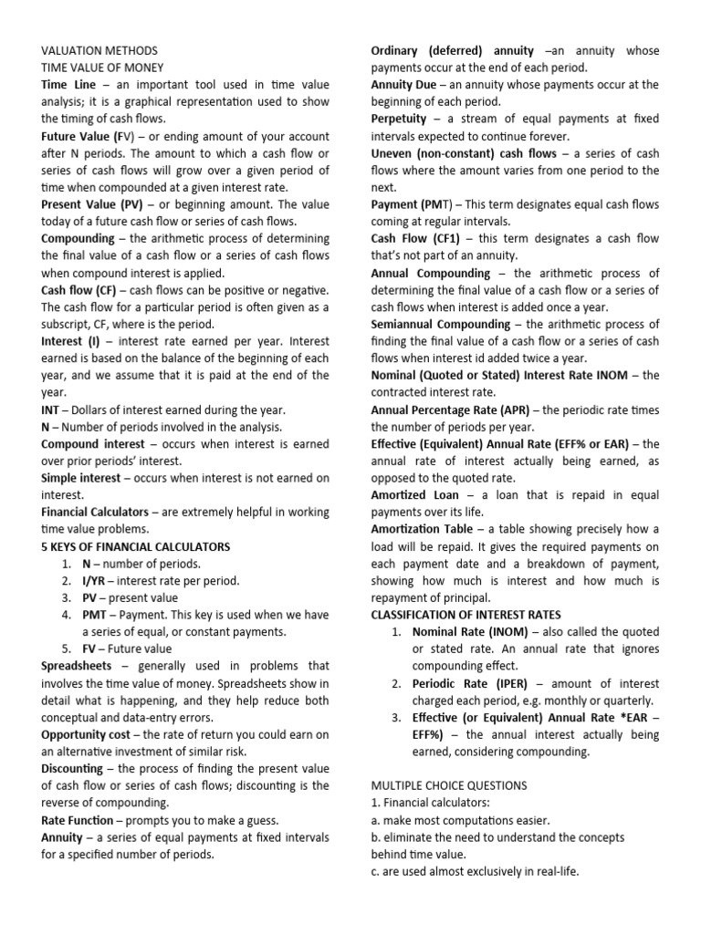 Valuation Methods | PDF | Bonds (Finance) | Financial Risk
