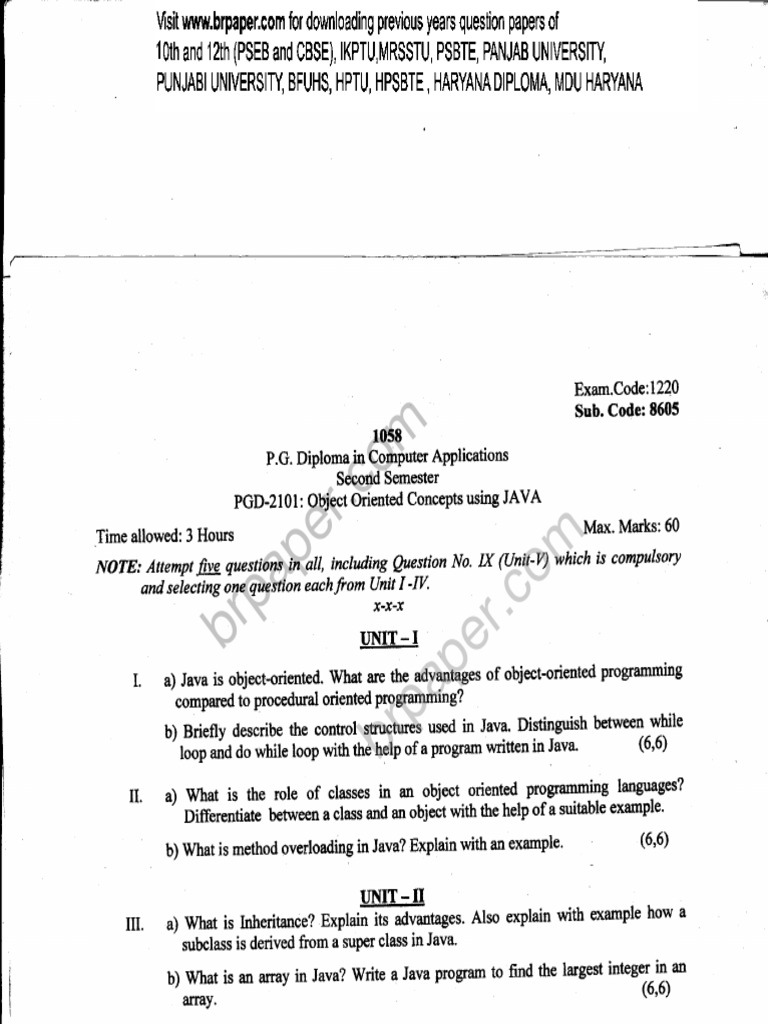 JAVA(2nd)May2018 | PDF | Method (Computer Programming) | Object Oriented Programming