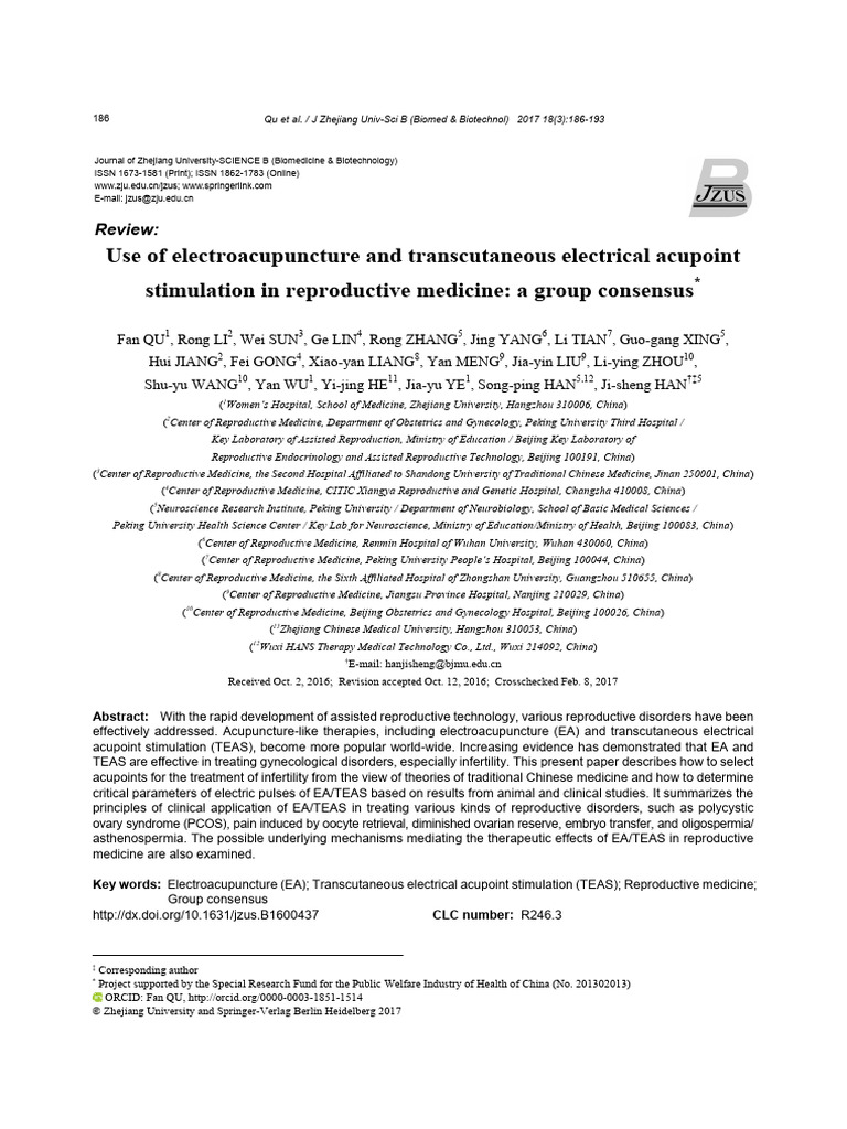 Use of Electroacupuncture and Transcutaneous Electrical Acupoint ...