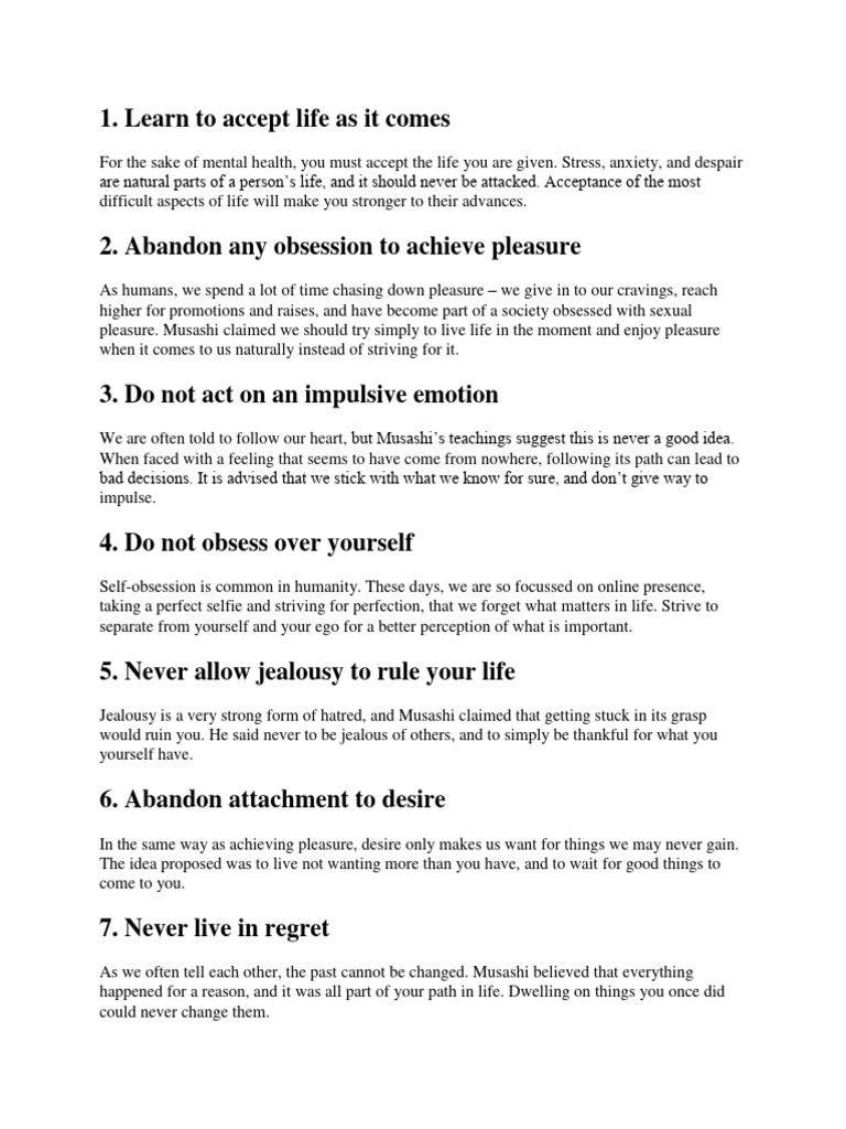 20 Rules Of Samurai Life PDF Pleasure Jealousy