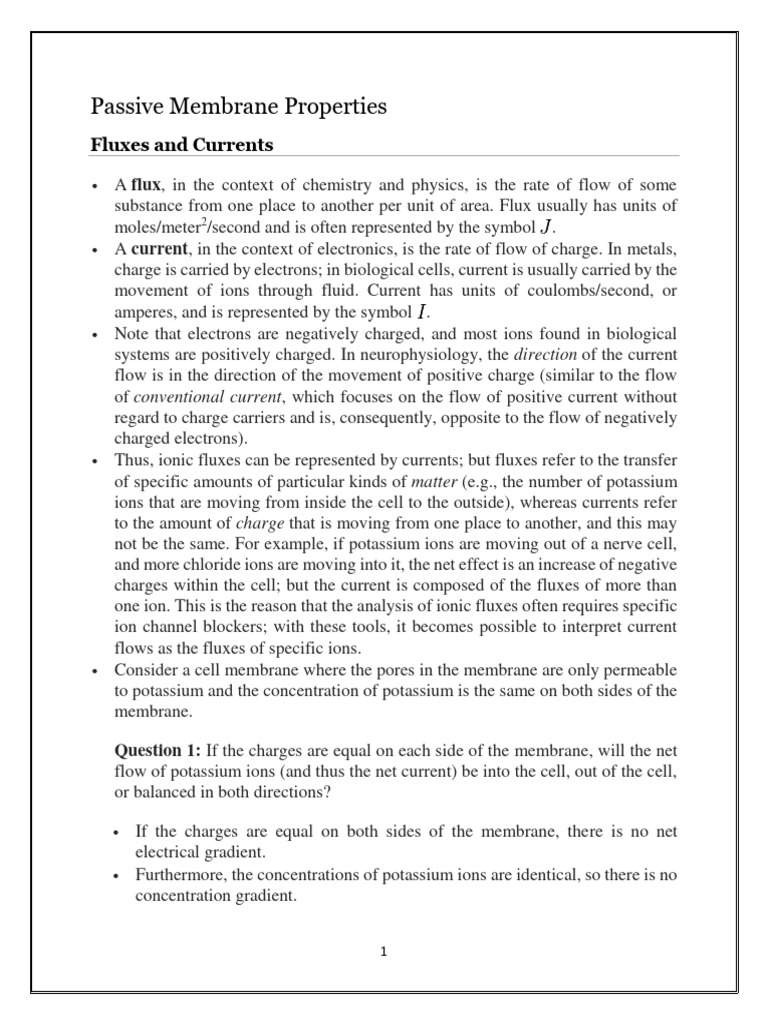 Passive Membrane Properties | PDF | Membrane Potential | Capacitor
