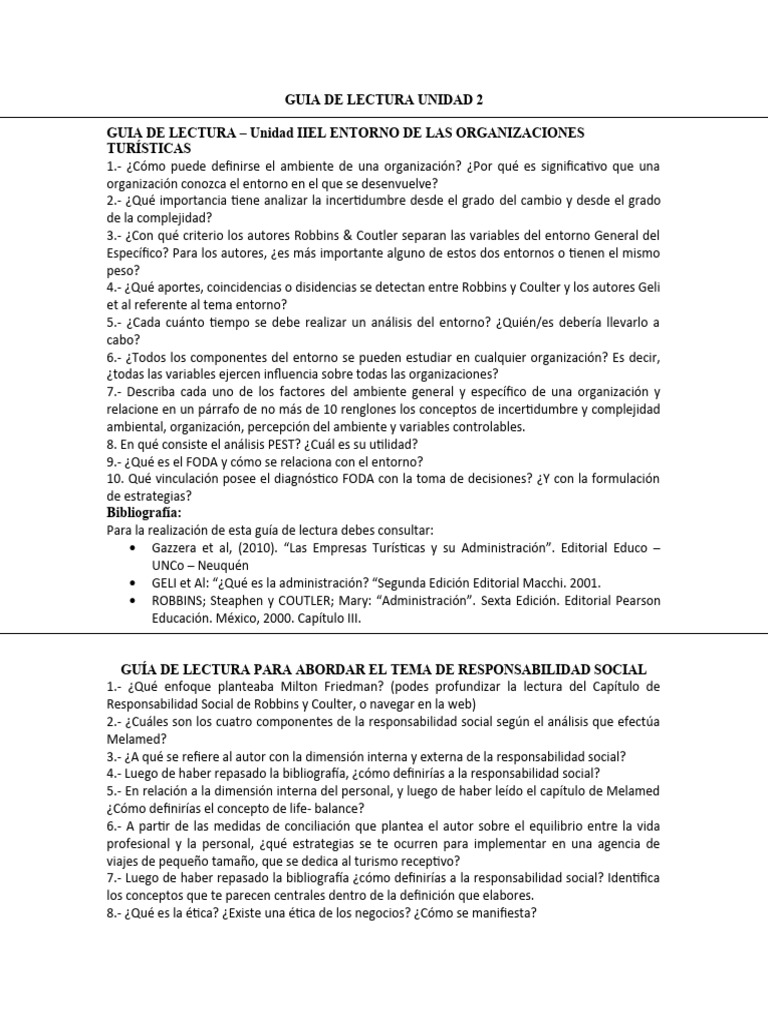 Guia de Lectura Unidad 2 | PDF