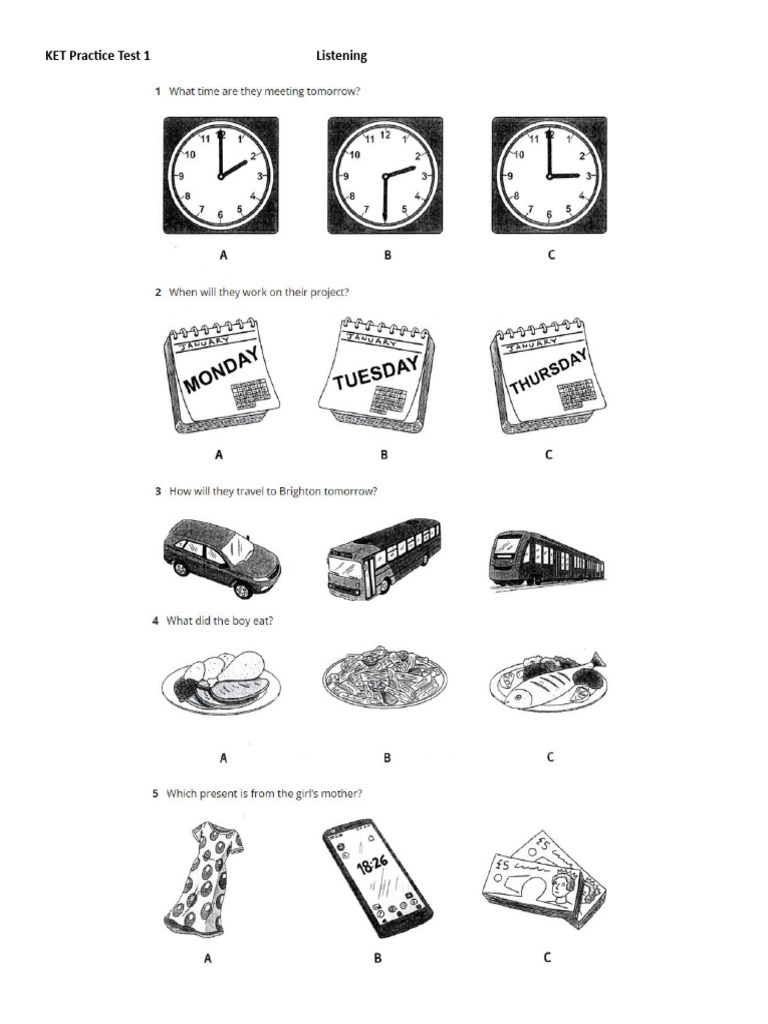 KET Practice Test 1listening | PDF