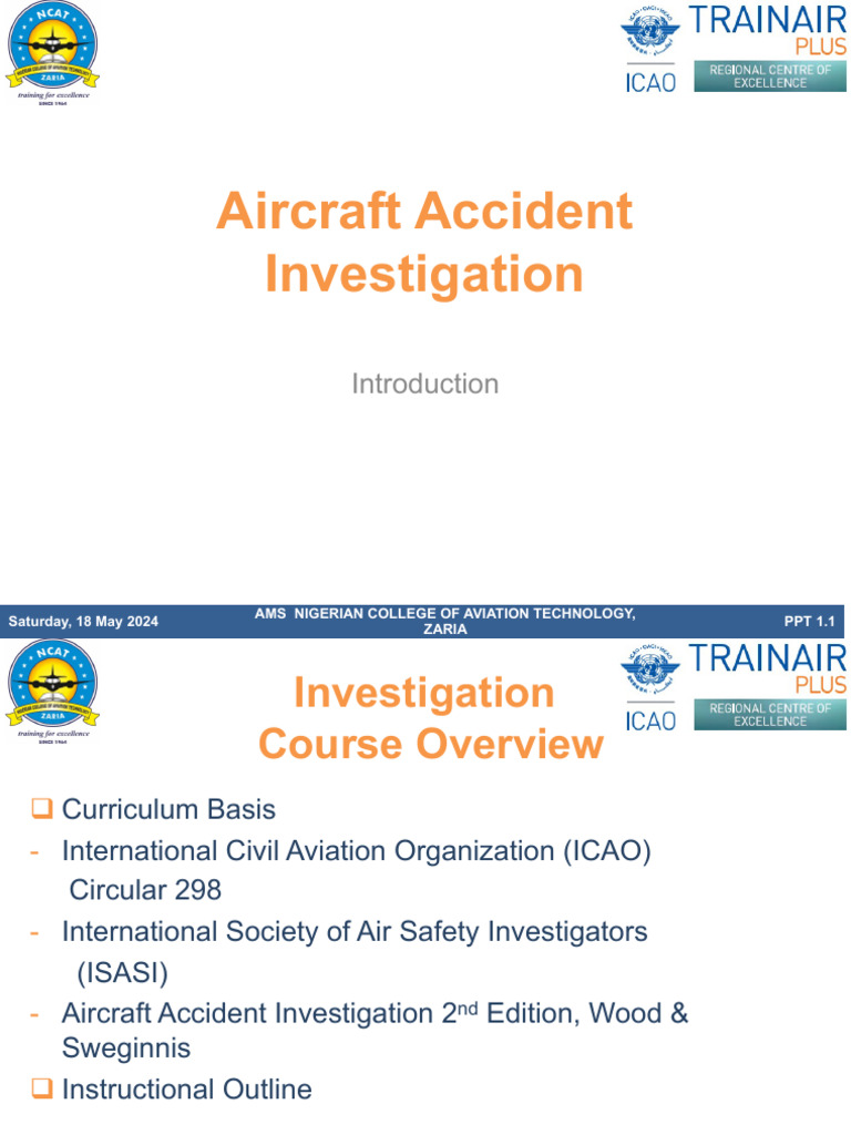 Aircraft Accident Investigation Course | PDF | Aviation Accidents And ...