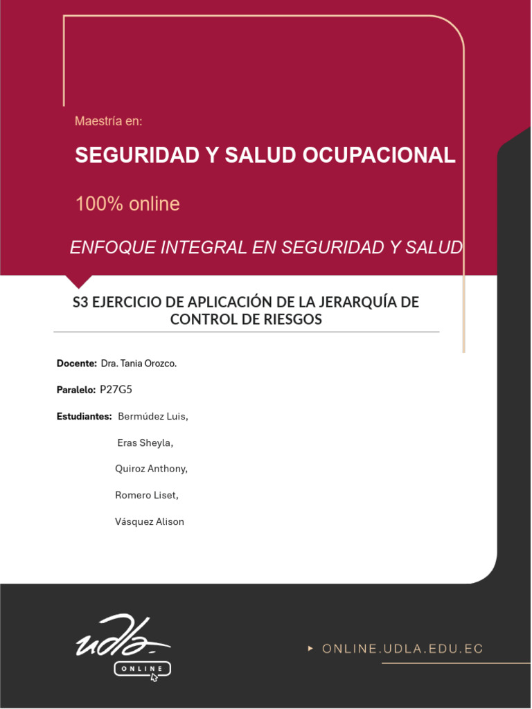 S3 Ejercicio de aplicación de la Jerarquía de control de riesgos | PDF