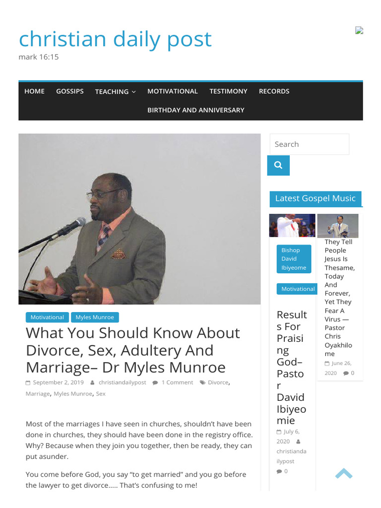 Munroe on Divorce and Marriage Principles | PDF | Adultery | Marriage