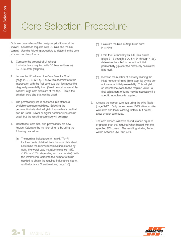 Core Selection PowderCoreCatalog | Download Free PDF | Inductance ...