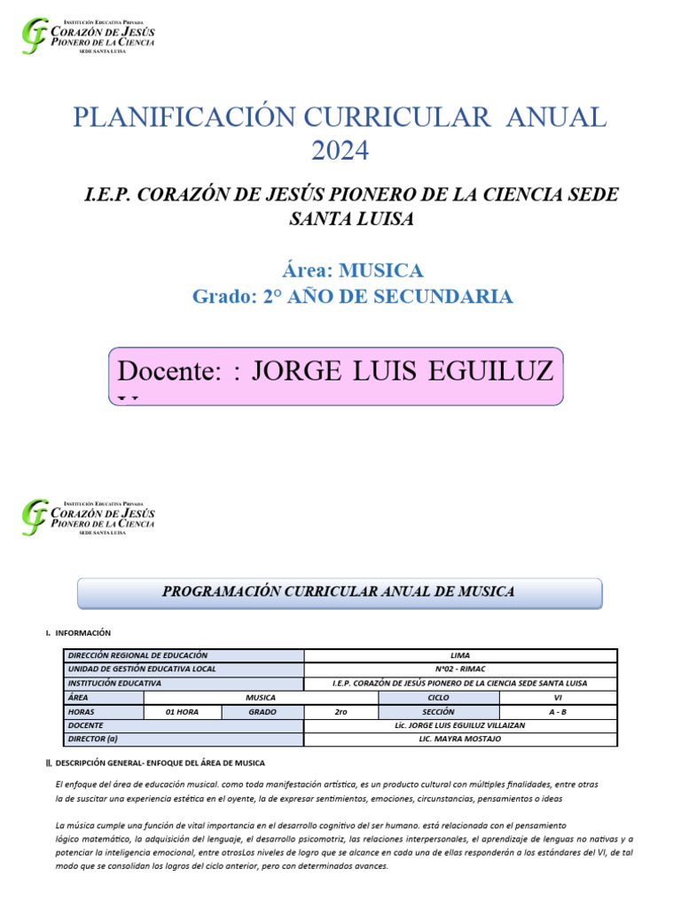 2er Sec PLANIFICACIÓN CURRICULAR ANUAL 2024 | PDF | Aprendizaje | Enseñando