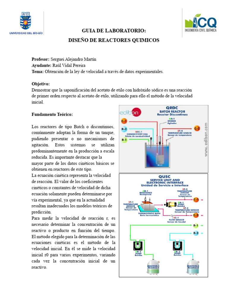 LABORATORIO DE REACTORES | PDF | Reactor Quimico | Concentración