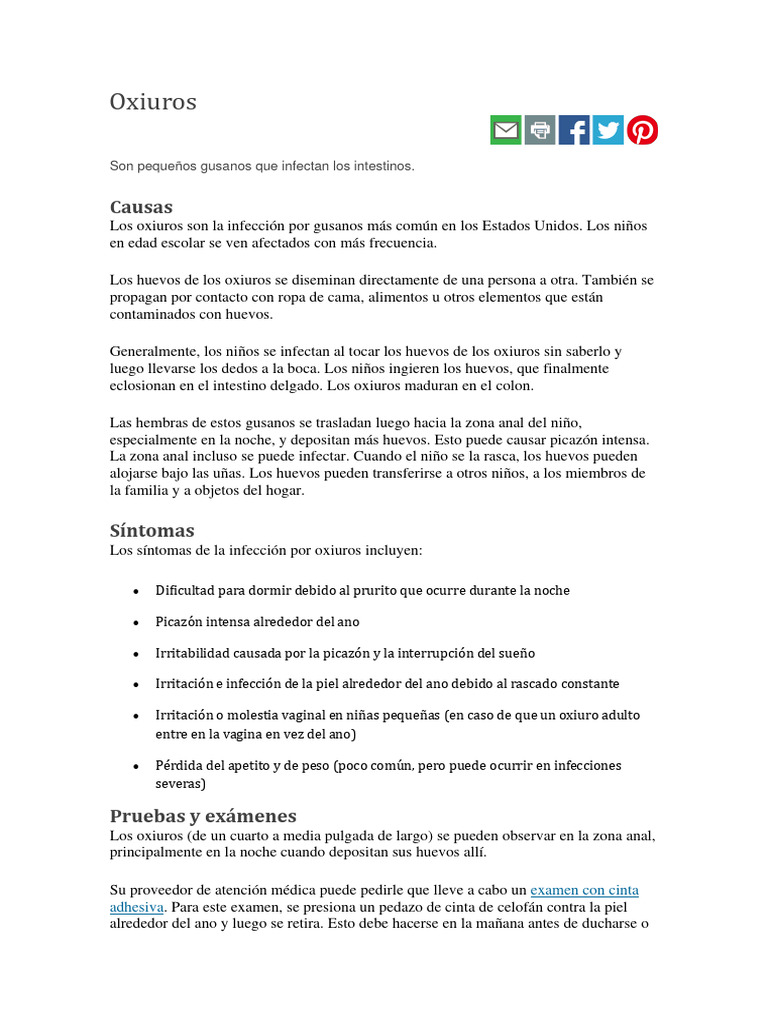 OXIUROS | PDF | Enfermedades y trastornos | Medicina CLINICA