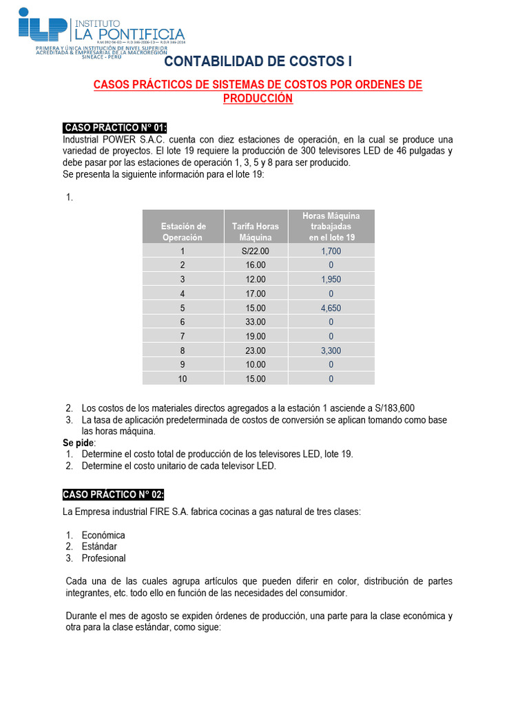 Caso Práctico de Costos por Órdenes de Producción | Descargar gratis PDF | Economias