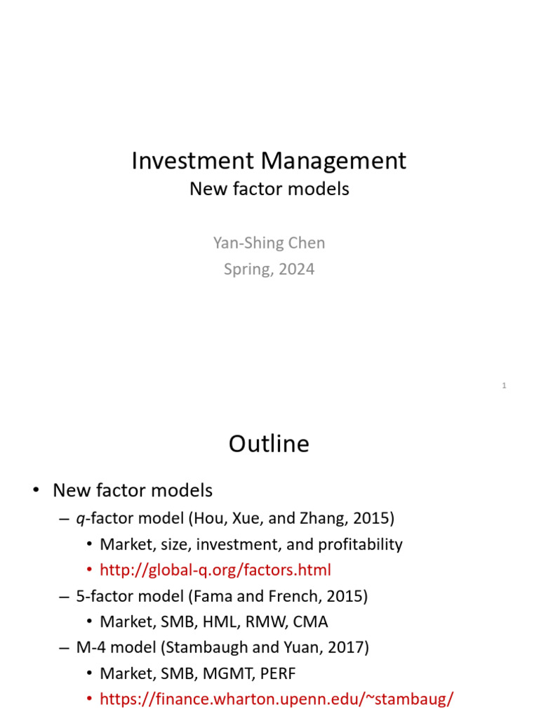 L5 - New Factor Models (P) | PDF | Economics | Financial Accounting