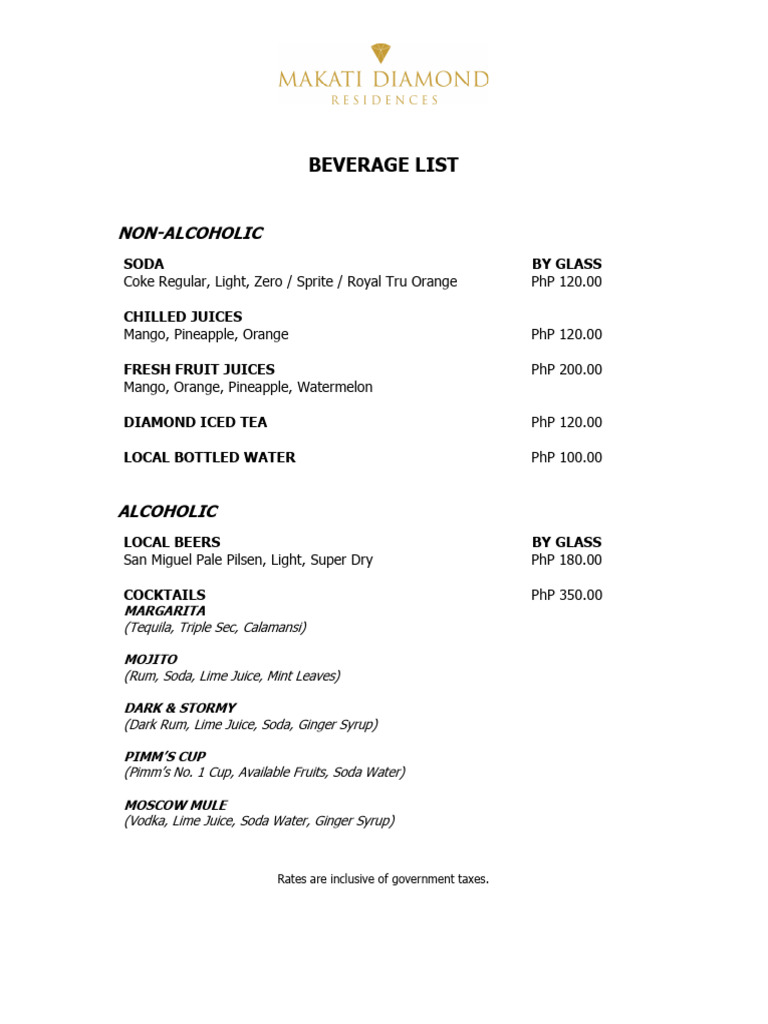 Banquet Beverage Pricelist 2022 | Download Free PDF | Drink | Wine