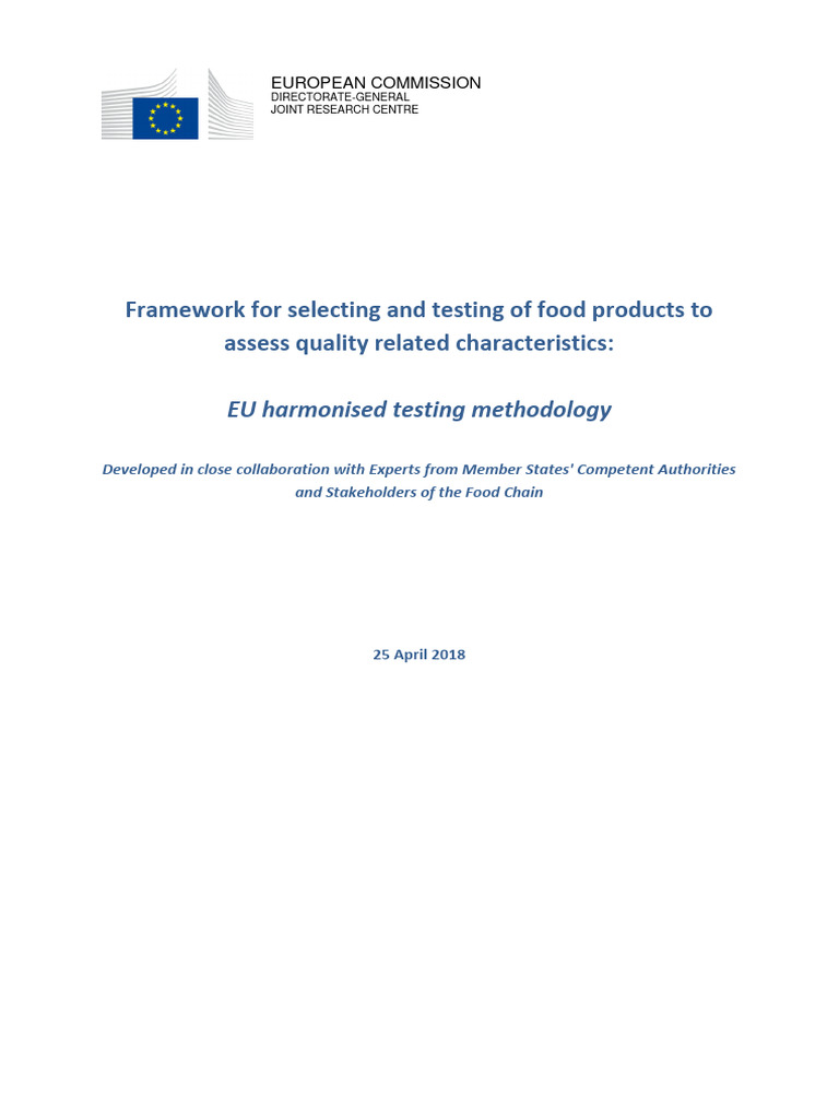 Eu Harmonised Testing Methodology - Framework For Selecting and Testing ...