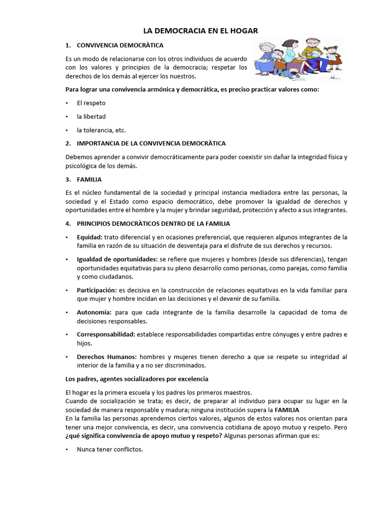 Democracia en el Hogar: Convivencia Familiar | PDF | Familia | Democracia