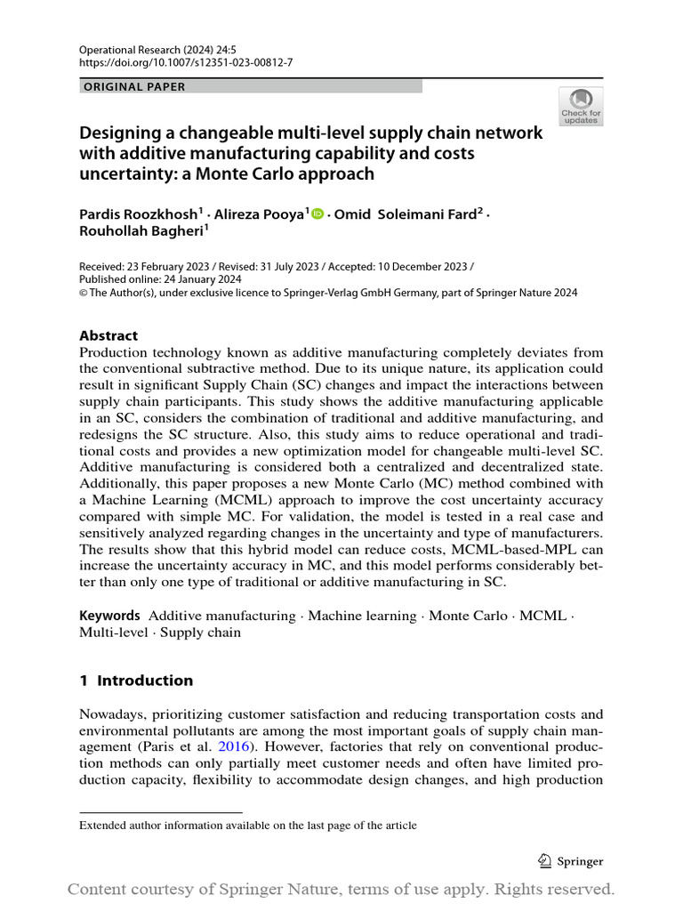 Designing A Changeable Multi-Level Supply Chain Ne | Download Free PDF | Supply Chain | Monte ...