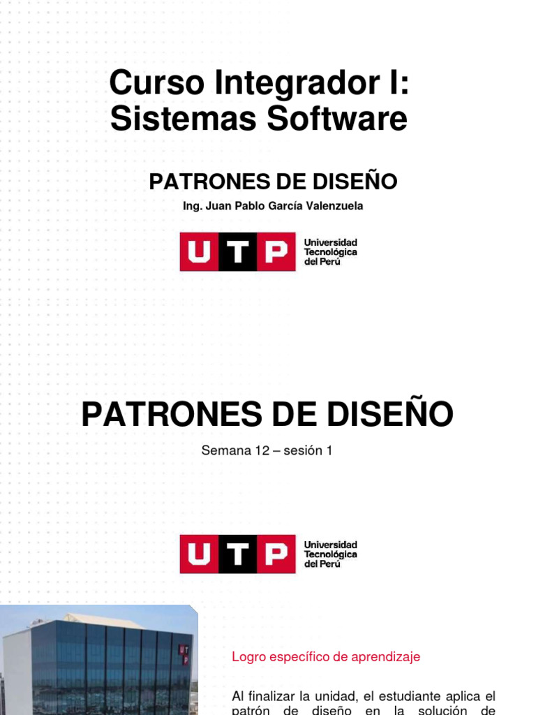 S12 - s1 - Patron de Diseño Software | PDF | Objeto (informática) | Patrón de diseño de software