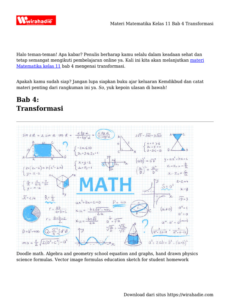 Materi Matematika Kelas 11 Bab 4 Transformasi | PDF