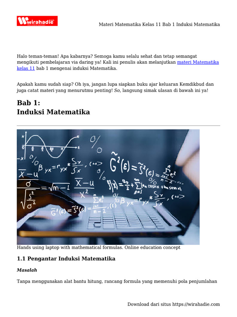Materi Matematika Kelas 11 Bab 1 Induksi Matematika | PDF