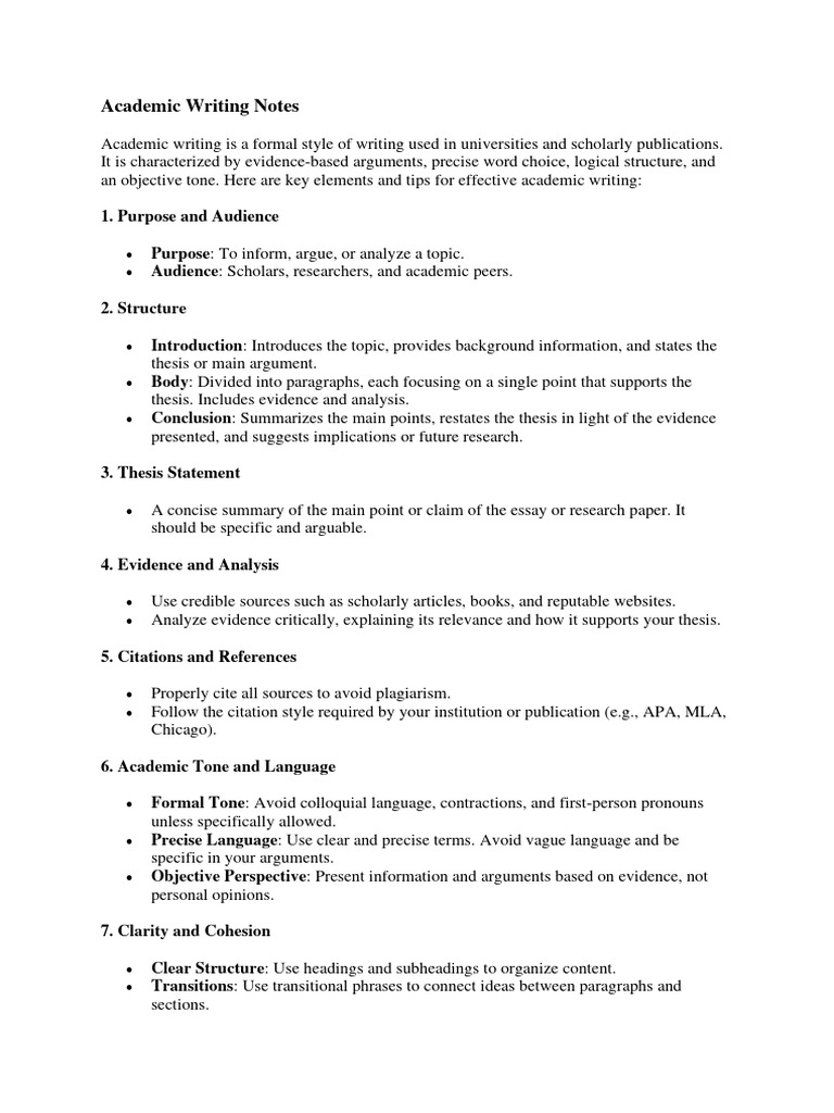 Academic Writing Notes | Download Free PDF | Argument | Citation
