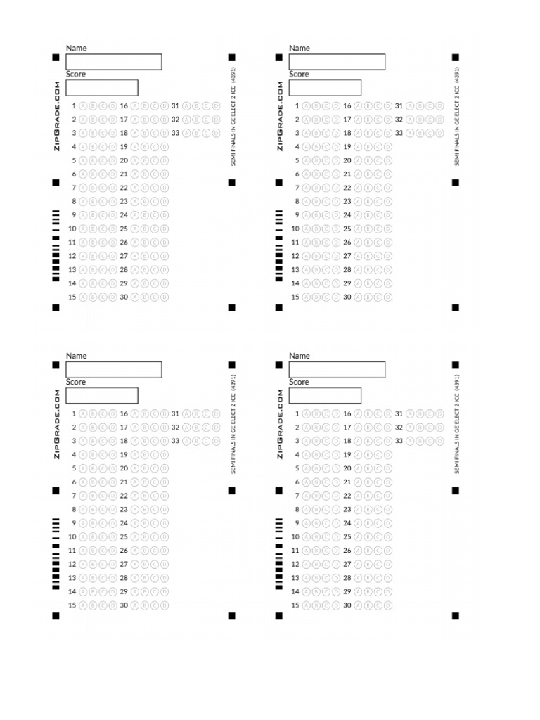 Answersheet in Ge Elect 2 Icc Semi Finals | PDF