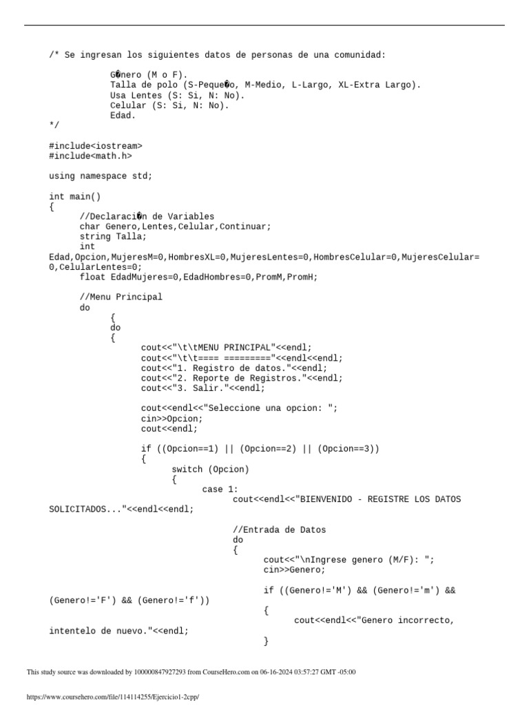 Ejercicio1 2.cpp | PDF | C ++ | Comisión Electrotécnica Internacional