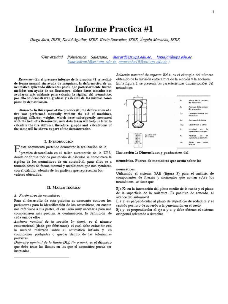 Informe Practica 1 | PDF | Neumático | Presión