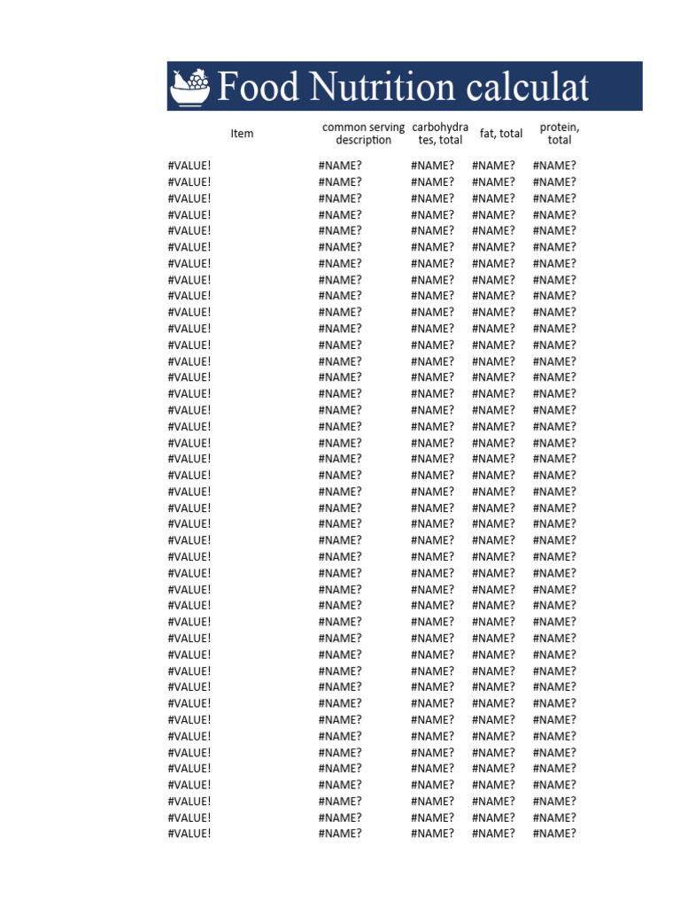 13 Food Nutrition Calculator in Excel | PDF