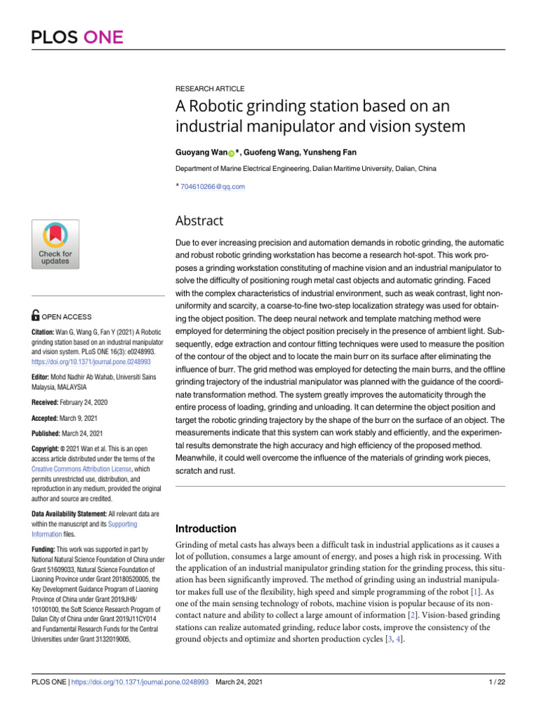A Robotic Grinding Station Based On An Industrial Manipulator and ...