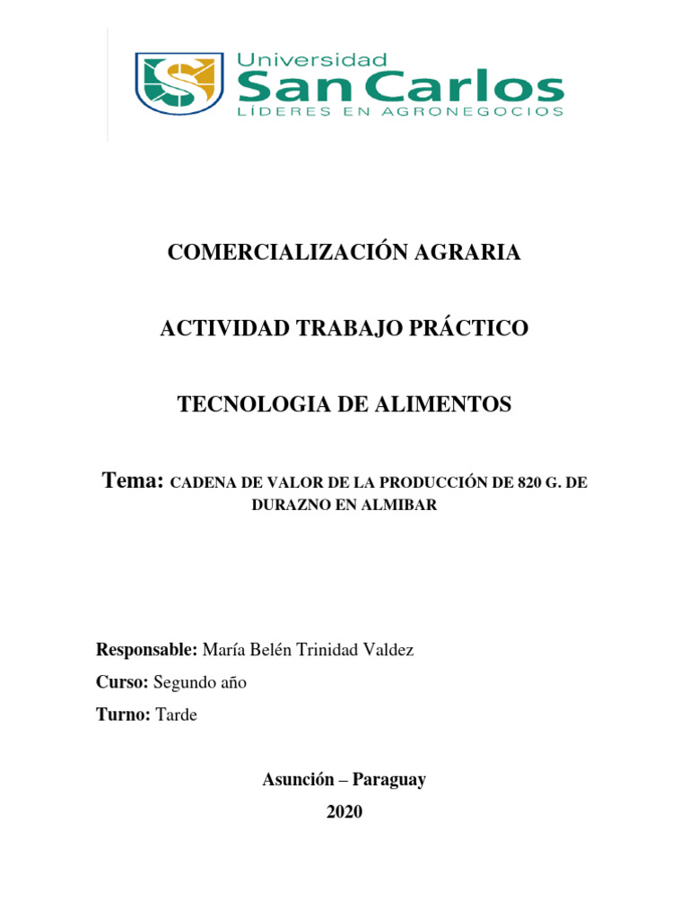 Cadena de Valor de La Producción de 820 G de Durazno en Almibar | PDF | Cadena de valor | Business