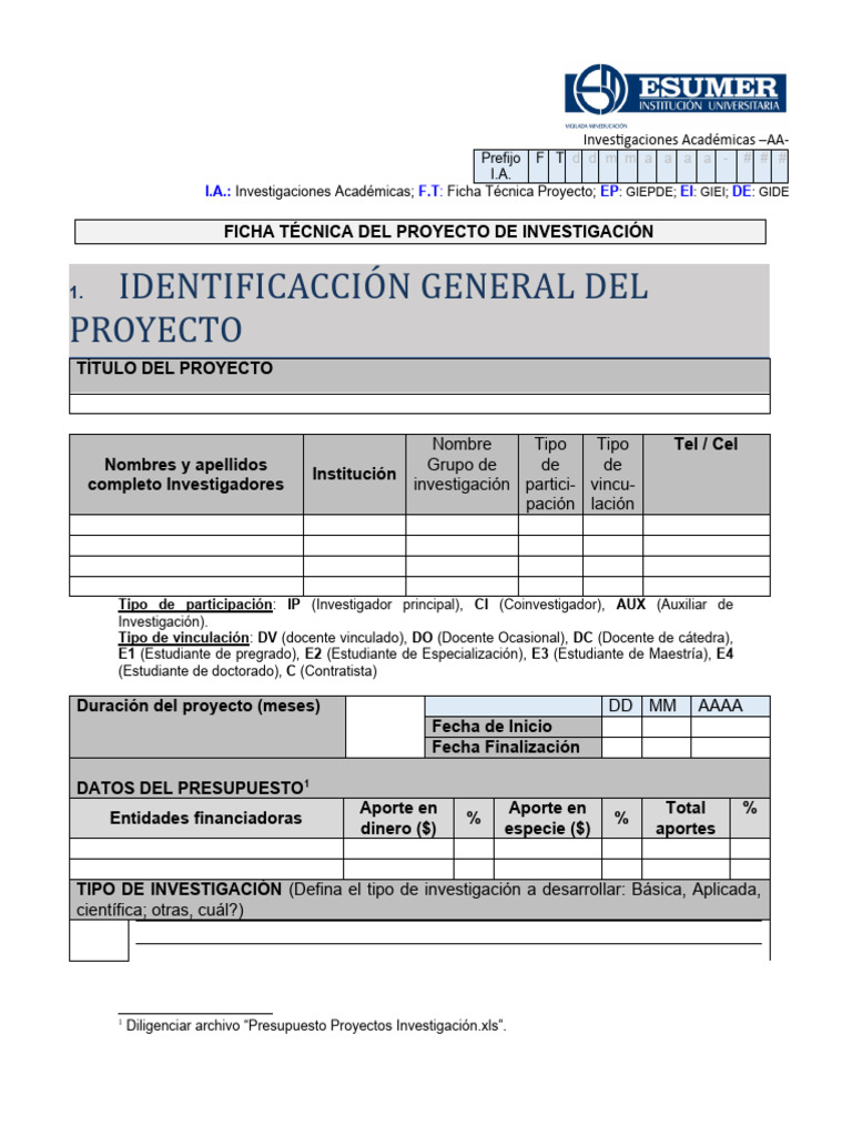 Formato Ficha Tecnica Proy - Investigacion | PDF | Teoría | Science