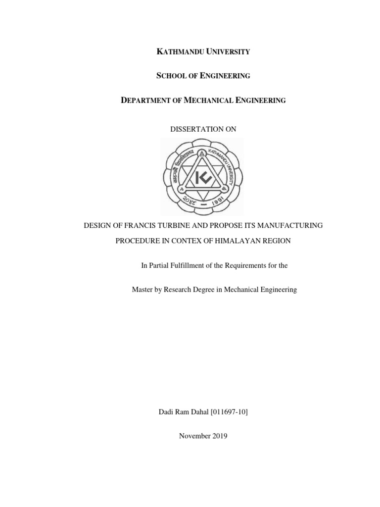 Dadi Ram Dahal M.S. by Research Thesis | PDF | Hydroelectricity | Turbine
